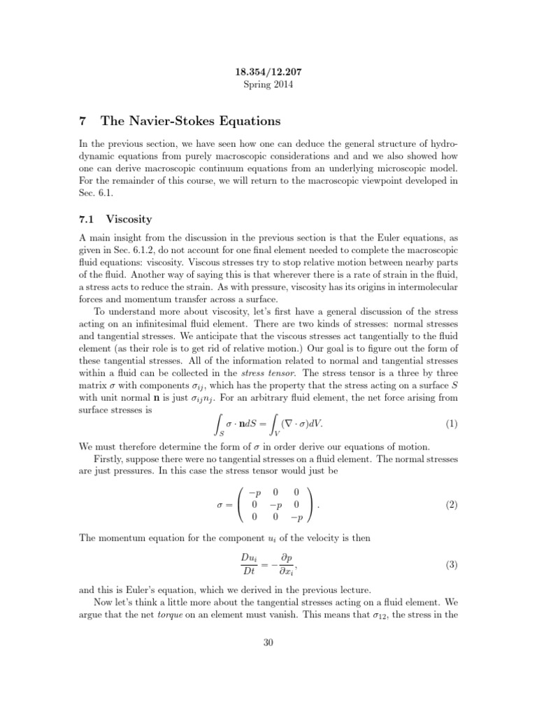 L08_navier_stokes | PDF | Stress (Mechanics) | Fluid Dynamics