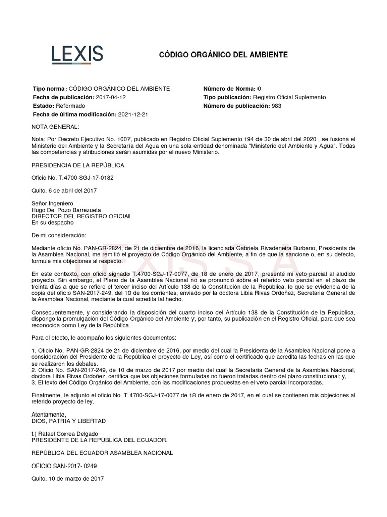 Codigo Organico Del Ambiente Descargar Gratis Pdf Entorno Natural
