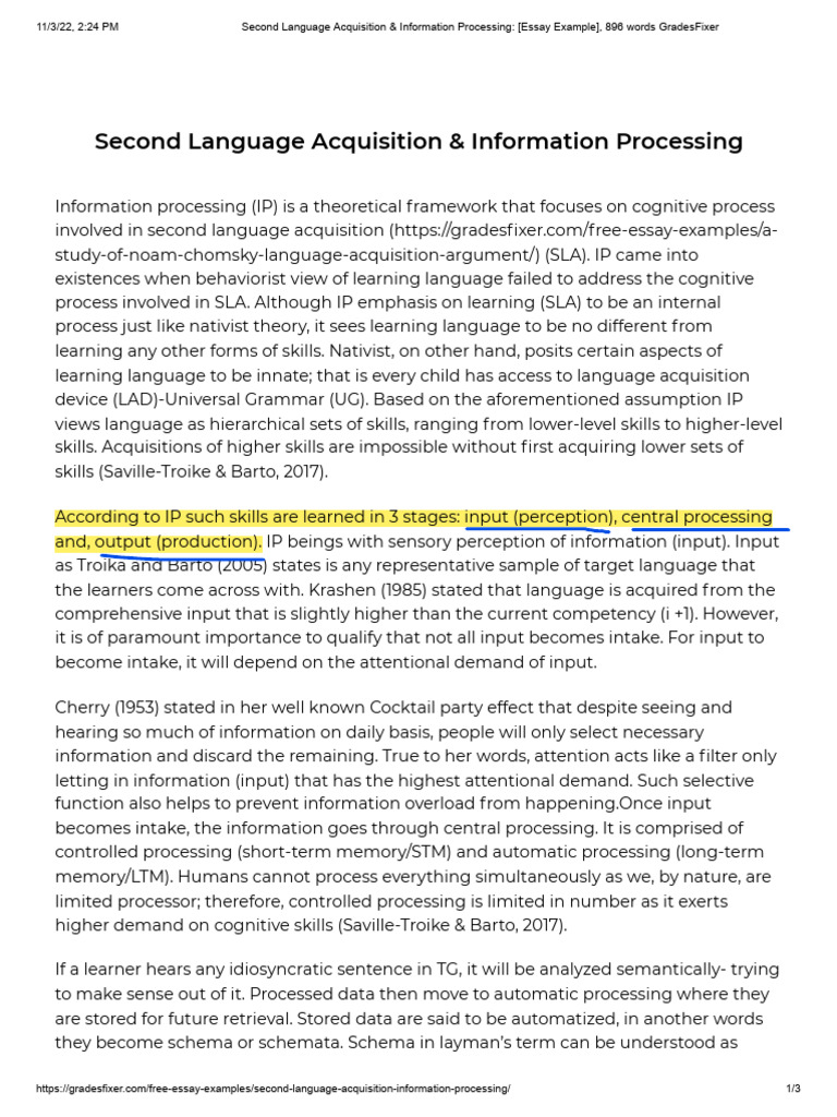 Second Language Acquisition & Information Processing | PDF | Second ... Second Language Acquisition & Information Processing | PDF | Second ...