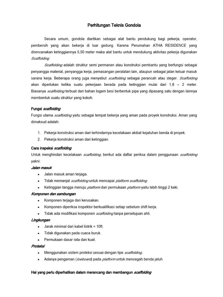 6 Perhitungan Teknis & Rencana Gondola | PDF