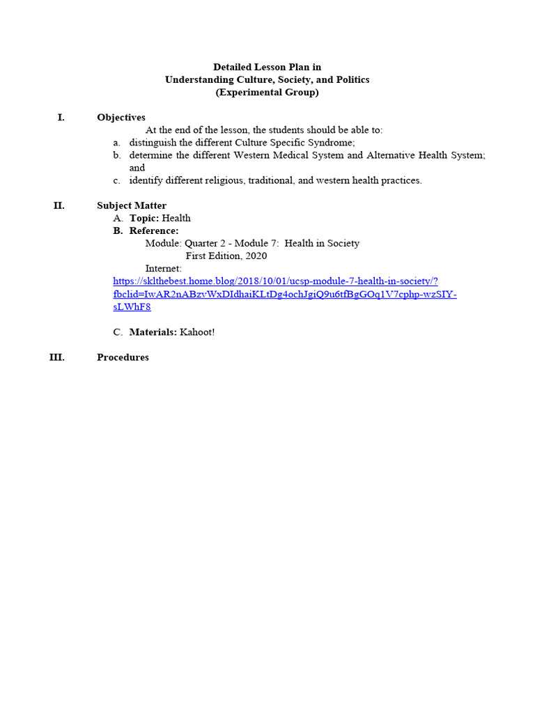 UCSP DLP HEALTH Edited | PDF | Alternative Medicine | Medicine