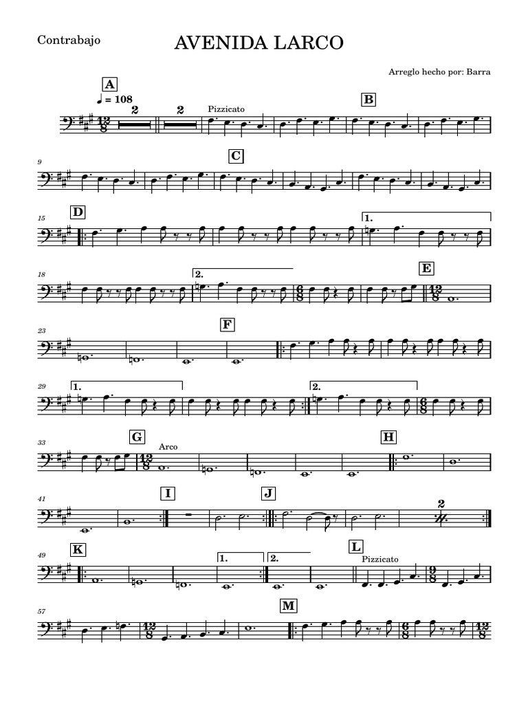 Avenida Larco-Contrabajo | PDF | String Instruments | Chordophones