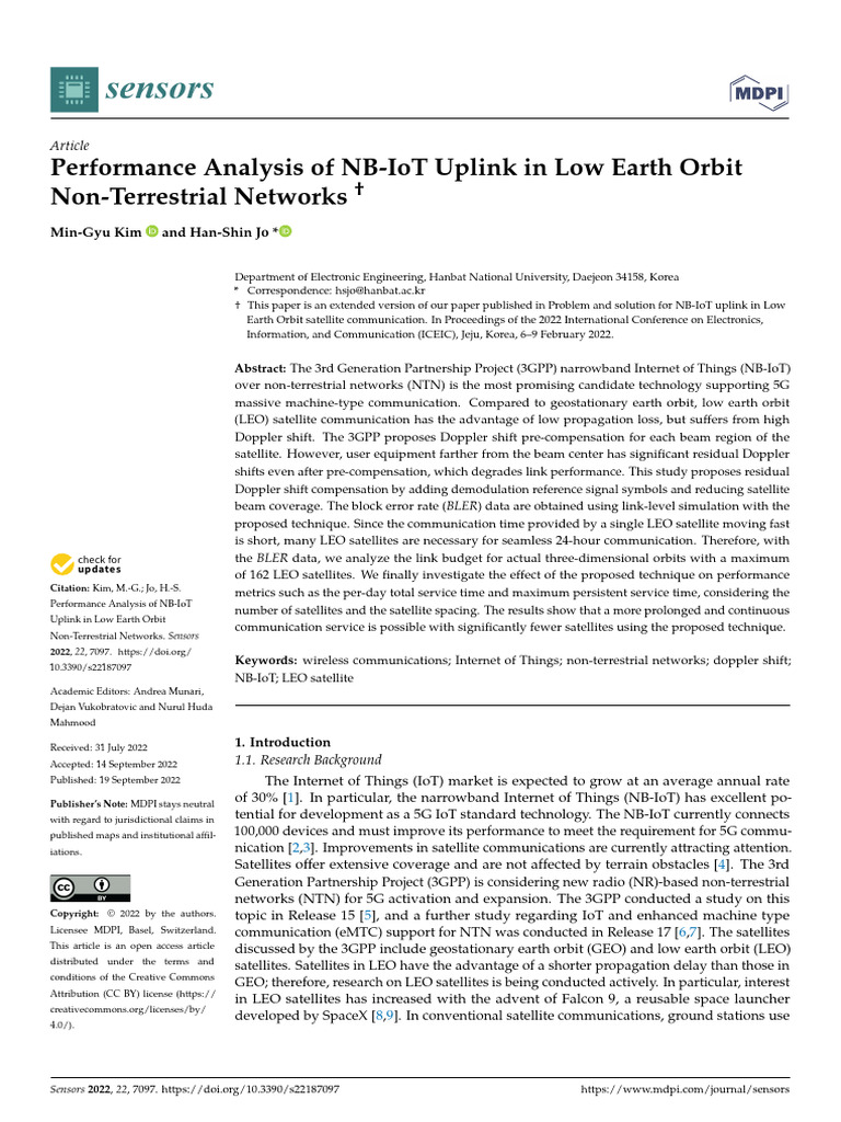 Performance Analysis Of Nb Iot Uplink In Low Earth Pdf Antenna Radio Telecommunications 