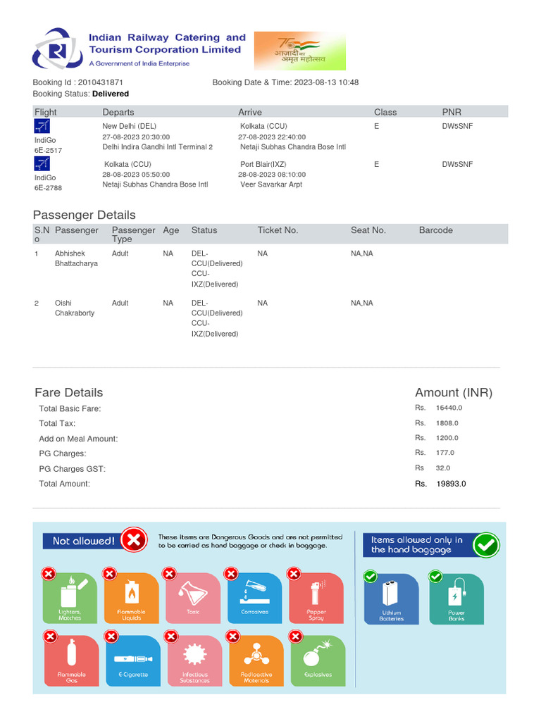 IndiGo Flight Booking Confirmation | PDF | Transport | Aviation