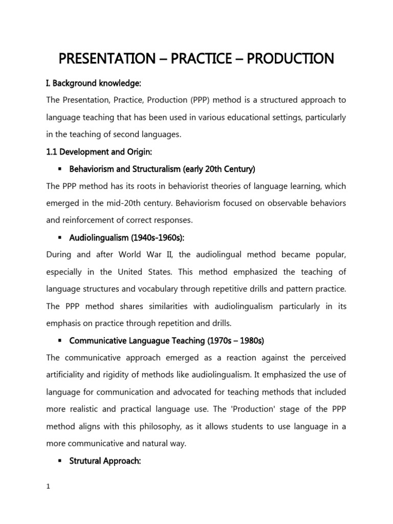 Presentation - Practice - Production | PDF | Learning | Fluency