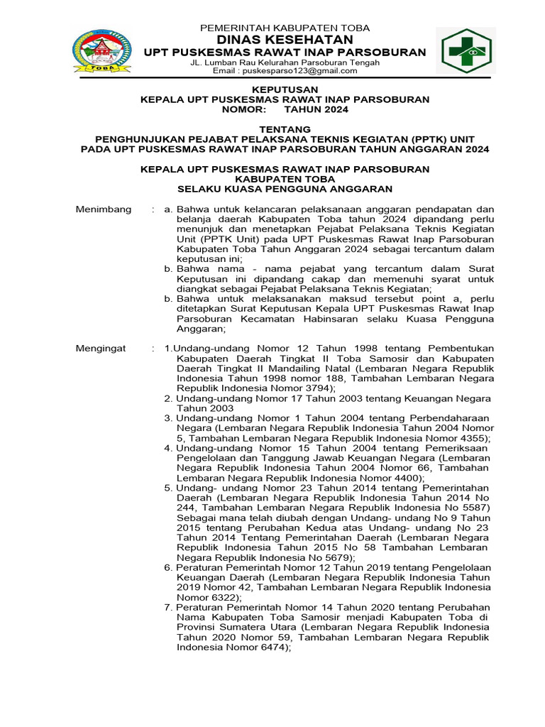 SK PPT Dan PPTK | PDF