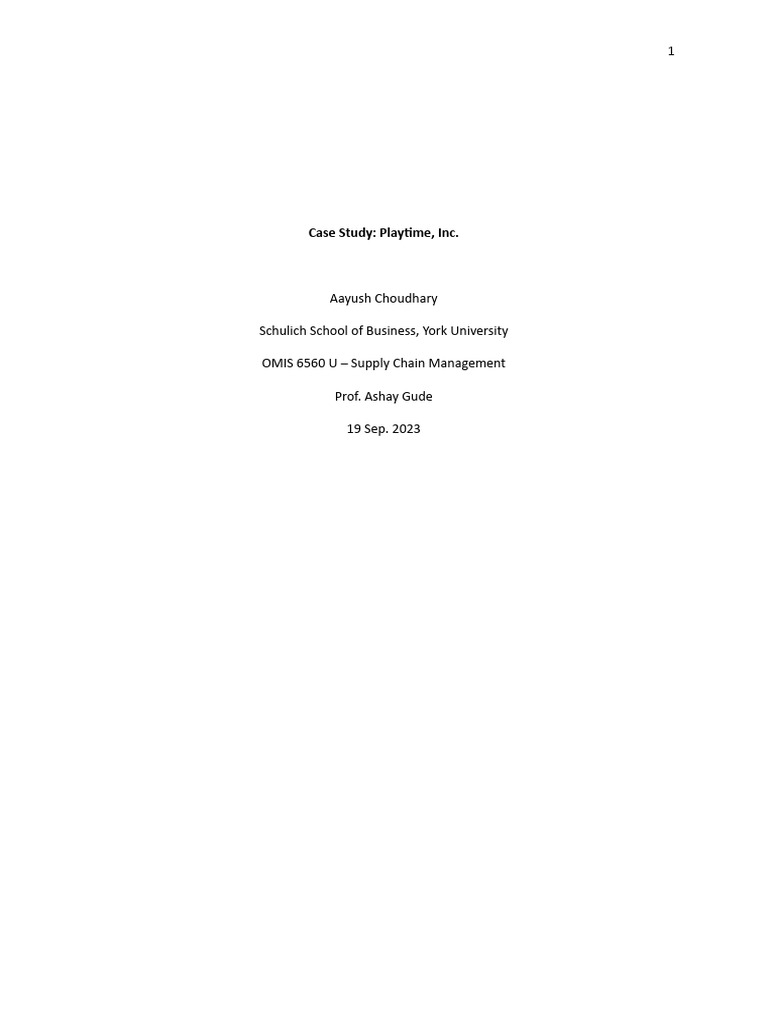 CASE ASSIGNMENT 1 - Aayush Choudhary | PDF | Forecasting | Supply Chain