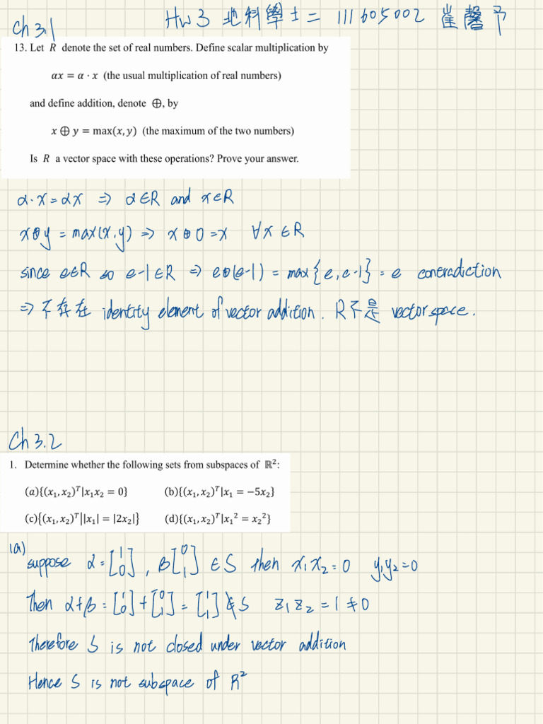 Hw3 Answer | PDF | Linear Algebra | Algebra