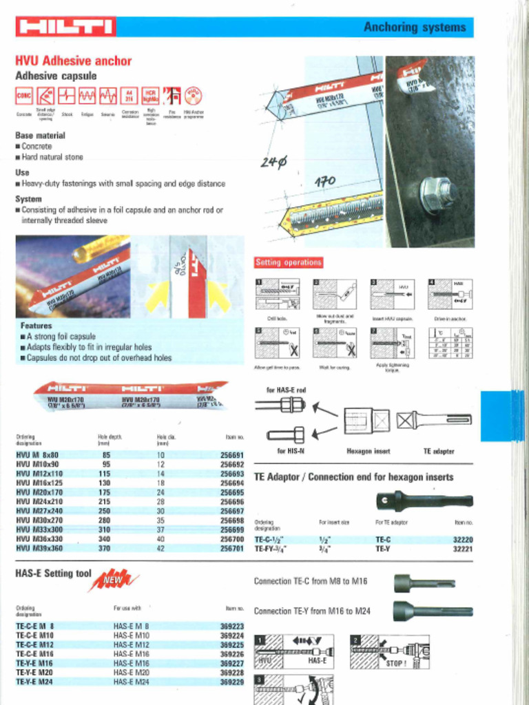 Chemical Anchor HILTI | PDF