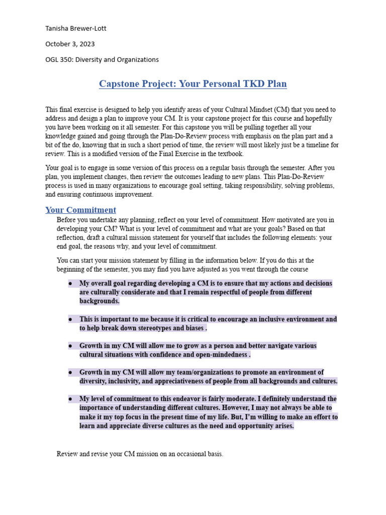 Ogl 350 Capstone Project | PDF | Goal | Empathy