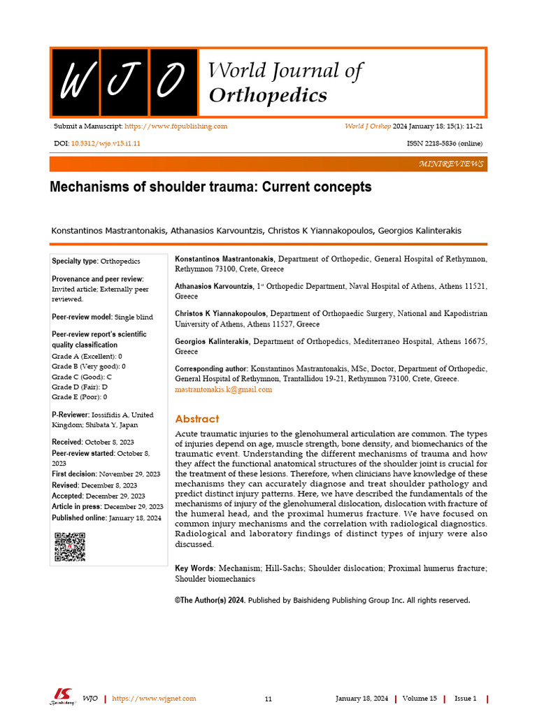 MECANISMOS DE TRAUMA NO OMBRO Artigo | PDF