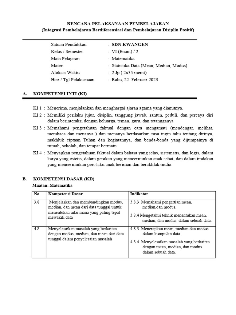 RPP Mean, Median, Modus | PDF