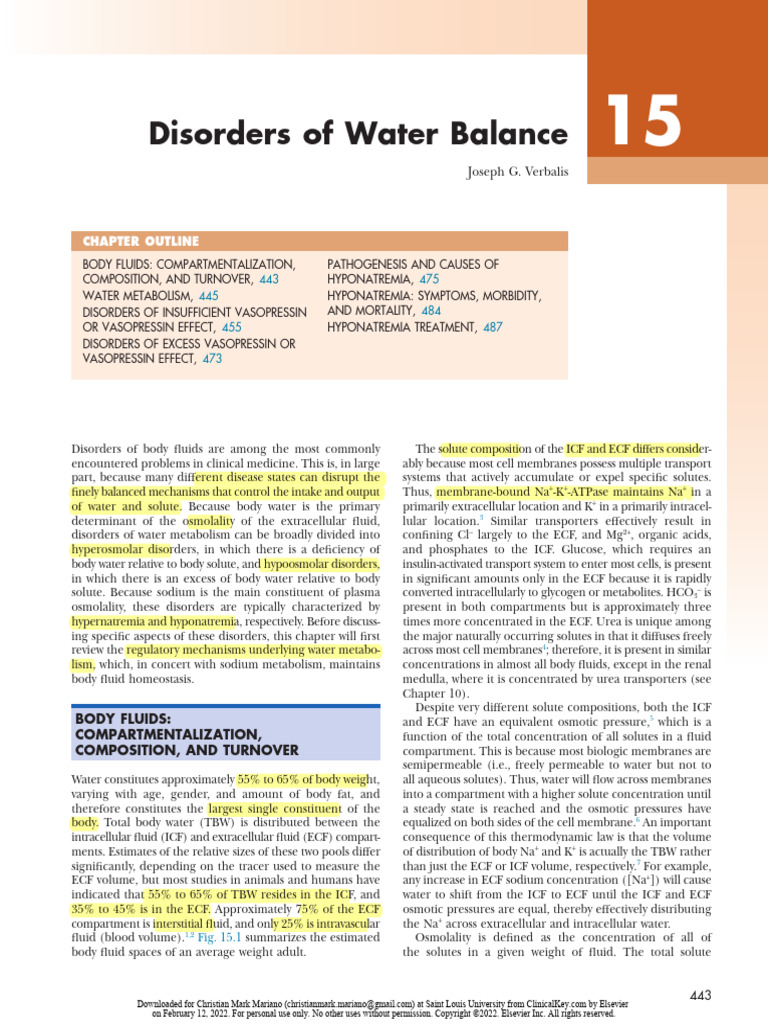 Disorders of Water Balance | PDF | Pituitary Gland | Homeostasis