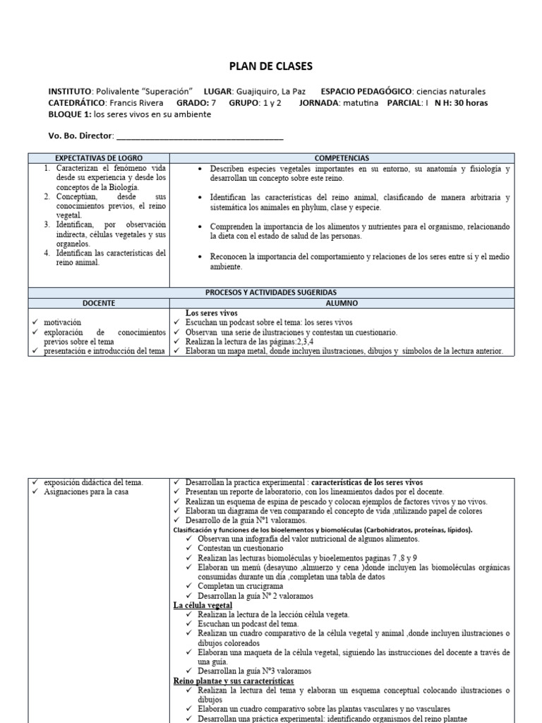 CCNN Septimo Plan | PDF | Plantas | Biomoléculas
