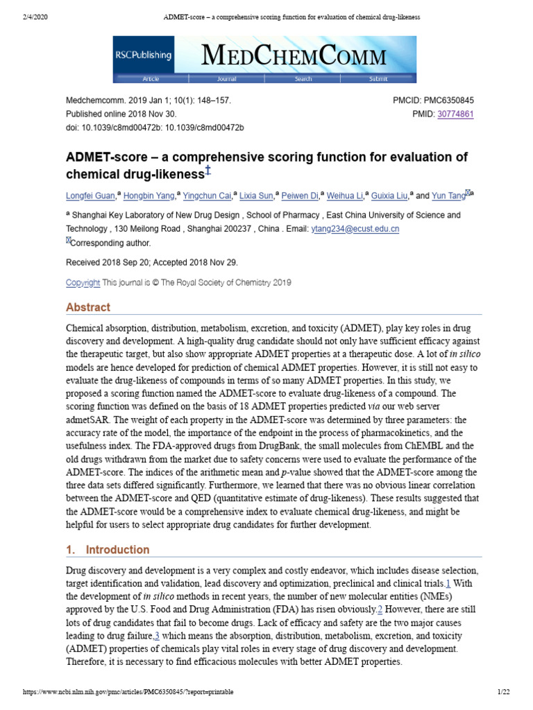 Admet Score | PDF | Cytochrome P450 | Receiver Operating Characteristic