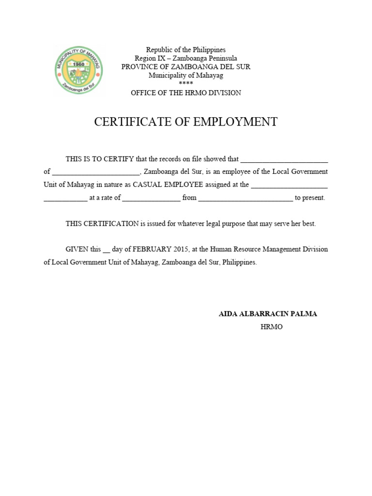 Employment Certificate | PDF