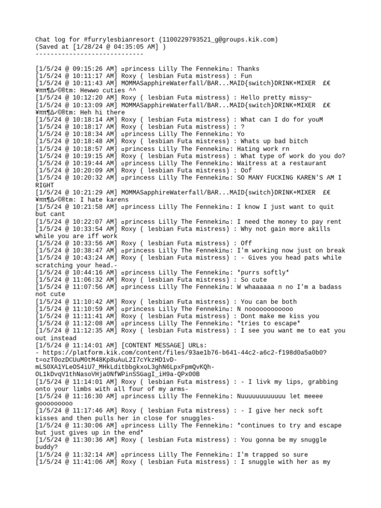 Furry Lesbian Chat Log Highlights | PDF