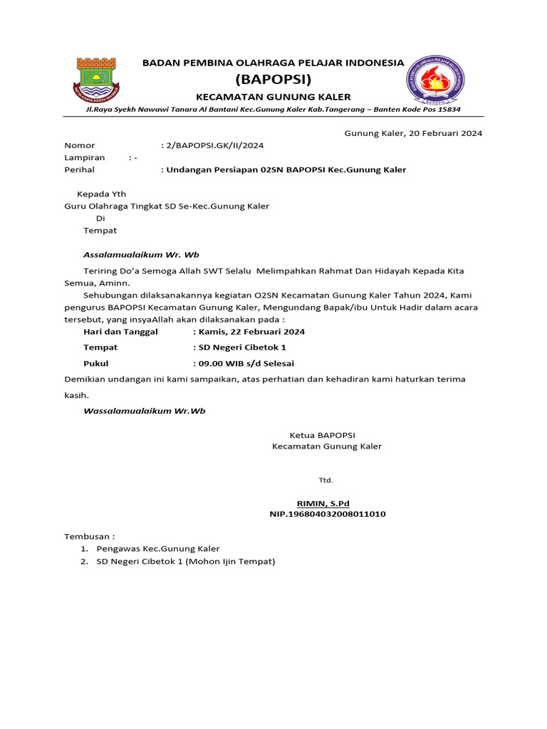 Undangan O2sn 2024 | PDF