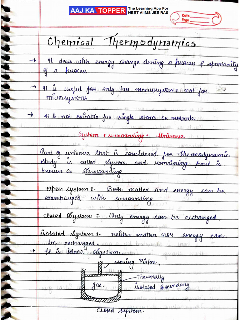 Chemical Thermodynamics Notes English | PDF