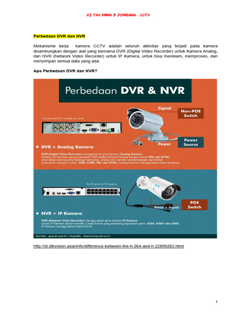 XII TAV - 1 Perbedaan DVR Dan NVR | PDF
