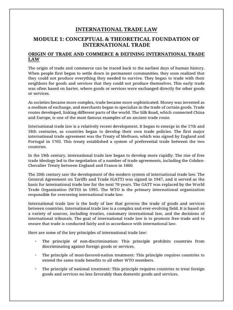 Foundations of International Trade Law | PDF | Mercantilism ...