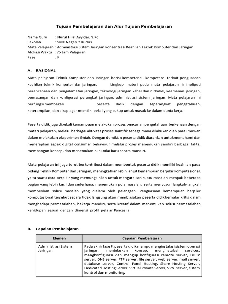 CP, TP, ATP ASJ - Nurul Hilal Ayyidar | PDF