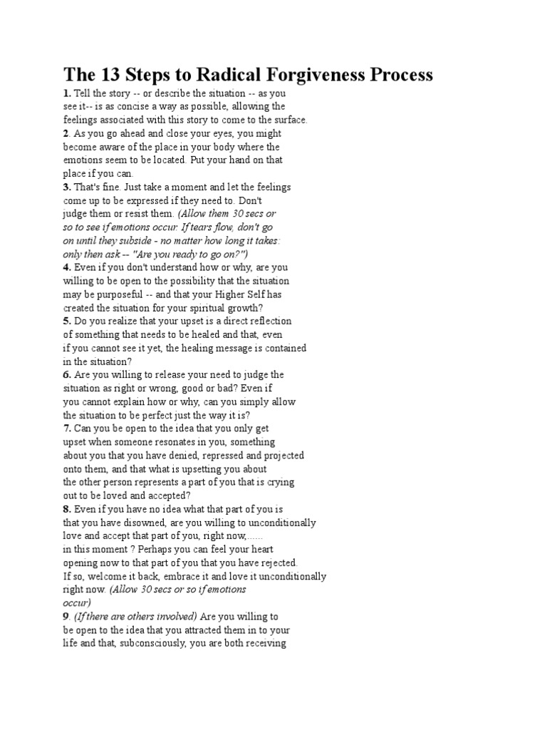 13steps RadicalForgiveness | PDF | Forgiveness | Emotions