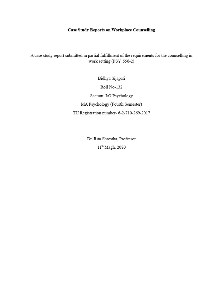 Case Study Reports On Workplace Counselling | PDF | Self Efficacy ...