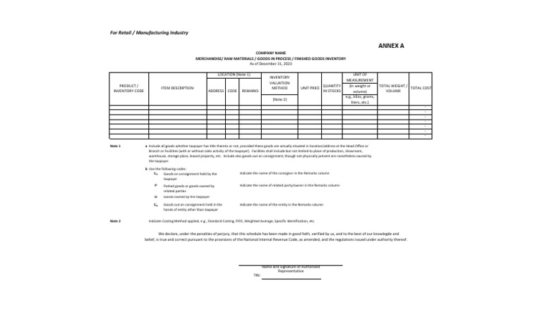 Sample Inventory List | PDF | Inventory | Goods