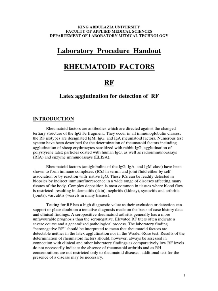 18 - Laboratory Procedure Handout For RF | PDF | Blood Plasma ...