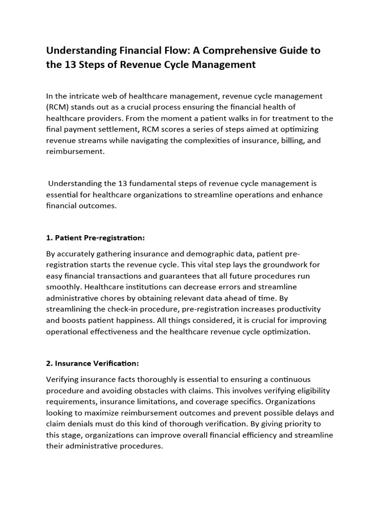 13 Steps of Revenue Cycle Management | PDF | Health Care | Business