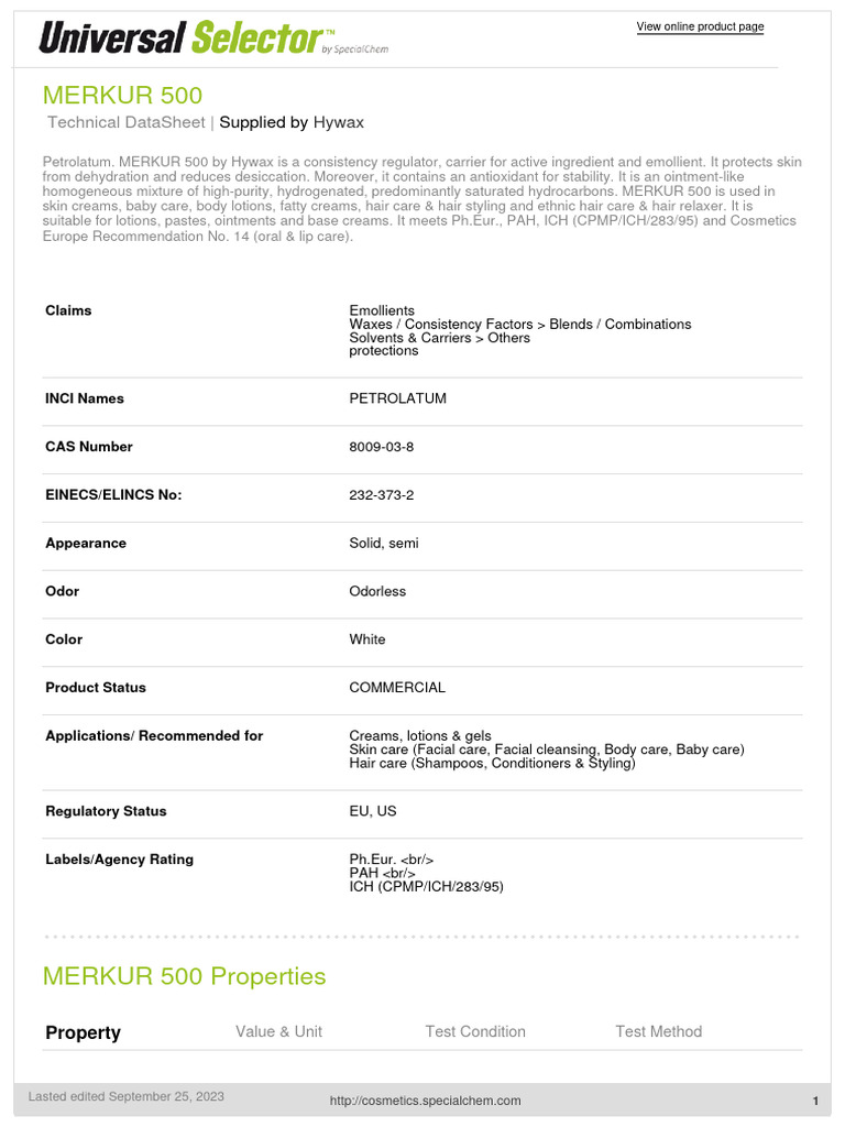 MERKUR 500 - Hywax | PDF | Cosmetics | Topical Medication