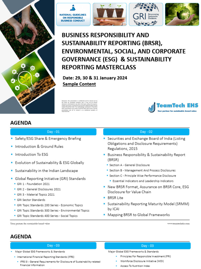Sample Content BRSR, ESG & Sustainability Masterclass | PDF ...