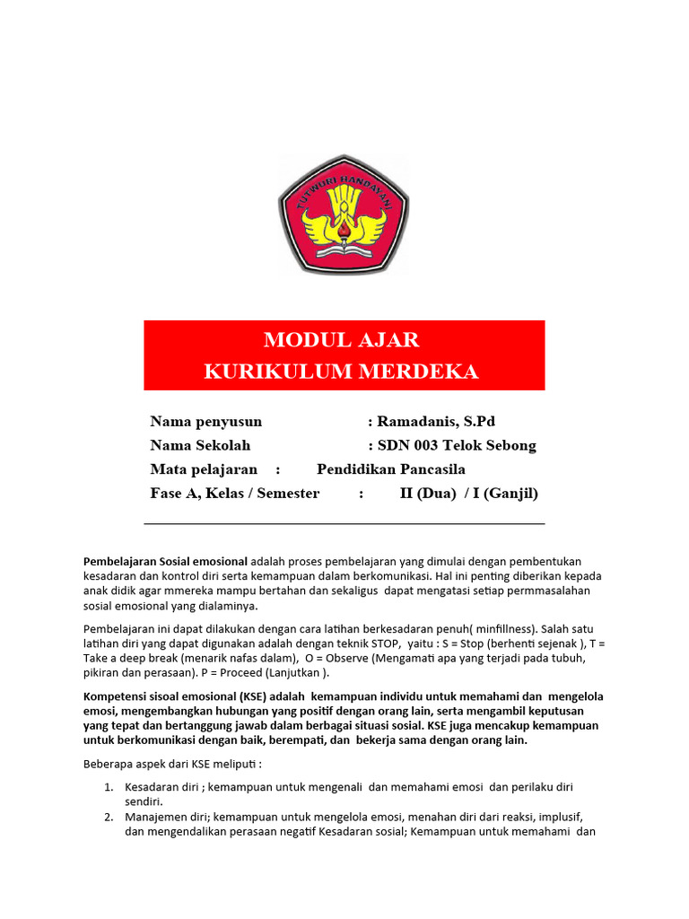 Modul Ajar Kelas 2 PKN Berdiferensiasi | PDF