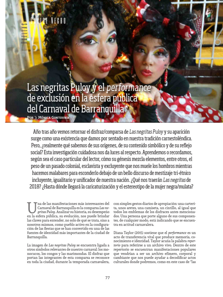 Las Negritas Puloy y El Performance de e | PDF | Carnaval | Mestizaje