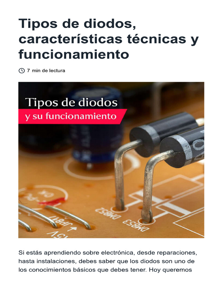 Tipos de Diodos y Sus Características - Aprende Institute | PDF