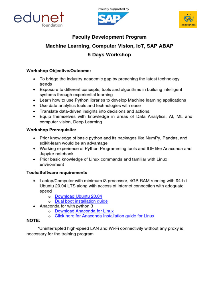SAP - FDP Content Outline - 2023 | PDF | Machine Learning | Internet Of ... SAP - FDP Content Outline - 2023 | PDF | Machine Learning | Internet Of ...