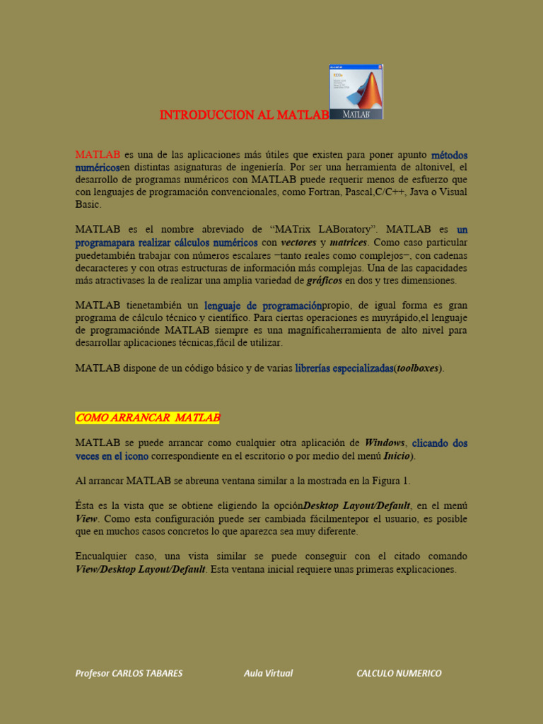 Introducción a MATLAB para Ingeniería | PDF | Ventana (informática ...