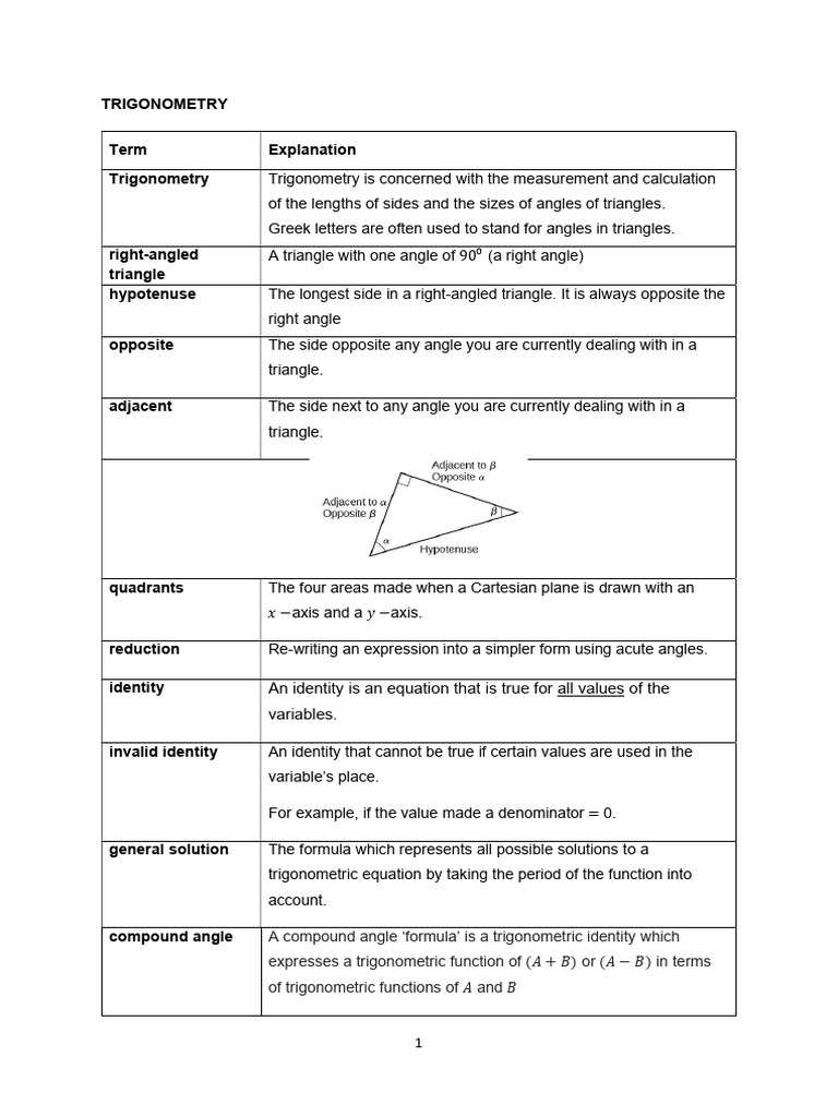 Trigonometry 1 | PDF | Trigonometry | Triangle