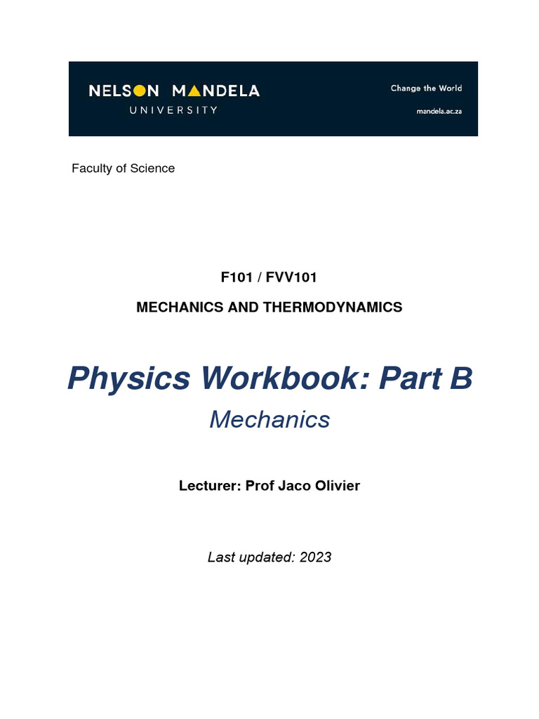 Physics Workbook - FVV101 - Part B - Mechanics | PDF | Force | Weight