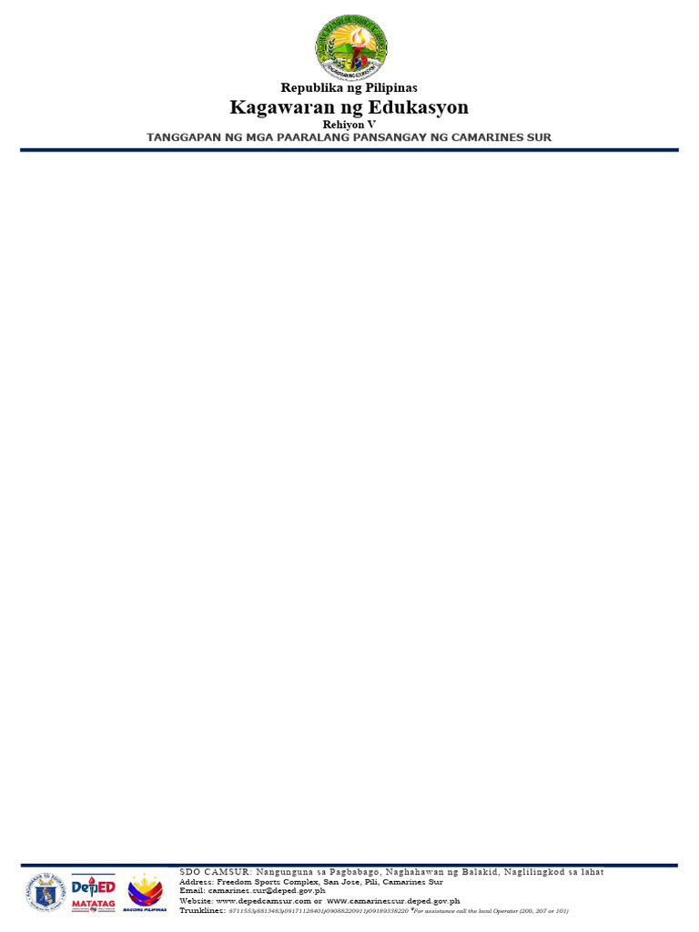 DepEd Camarines Sur Contact Details | PDF