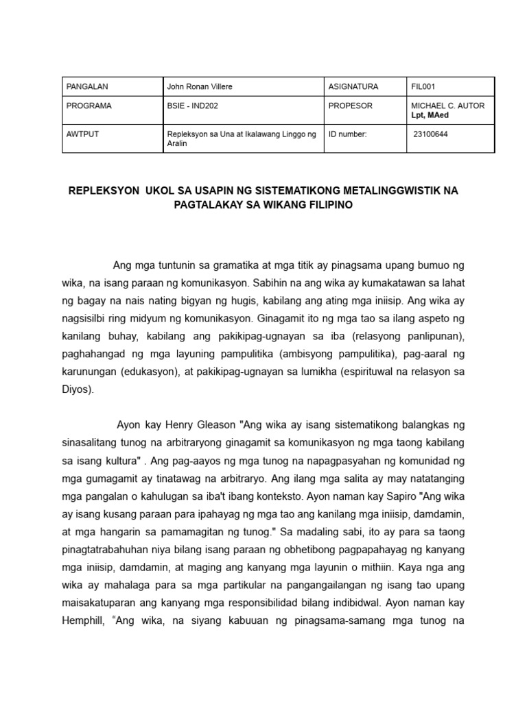 REPLEKSYON (John Ronan Villere) | PDF