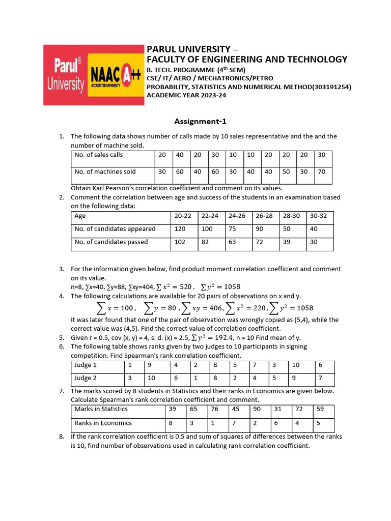 Assignment 1-3 | PDF | Spearman's Rank Correlation Coefficient | Statistics