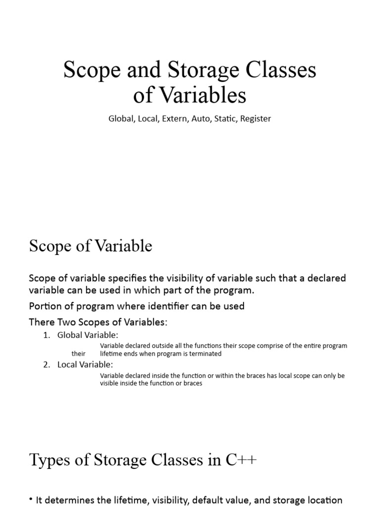07 Scope and Storage Classess | PDF
