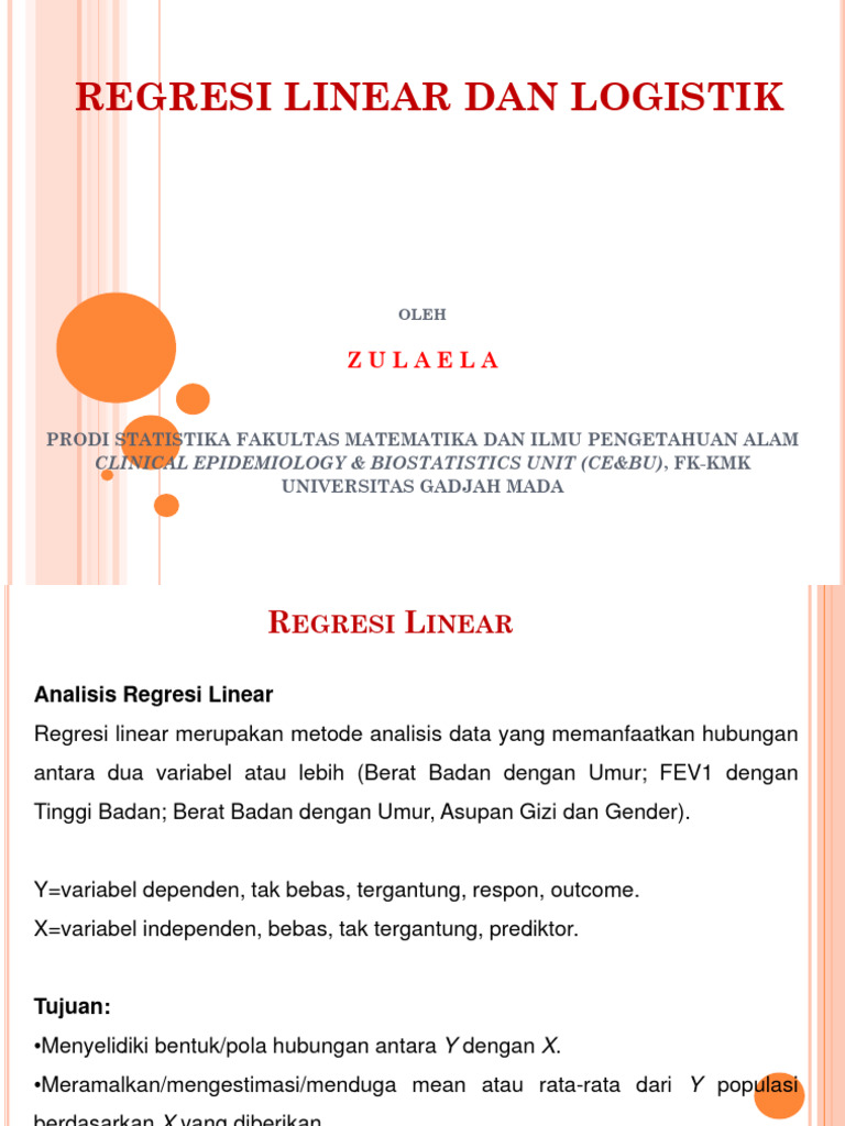 Drs Zulaela - Regresi Linear&logistik | PDF