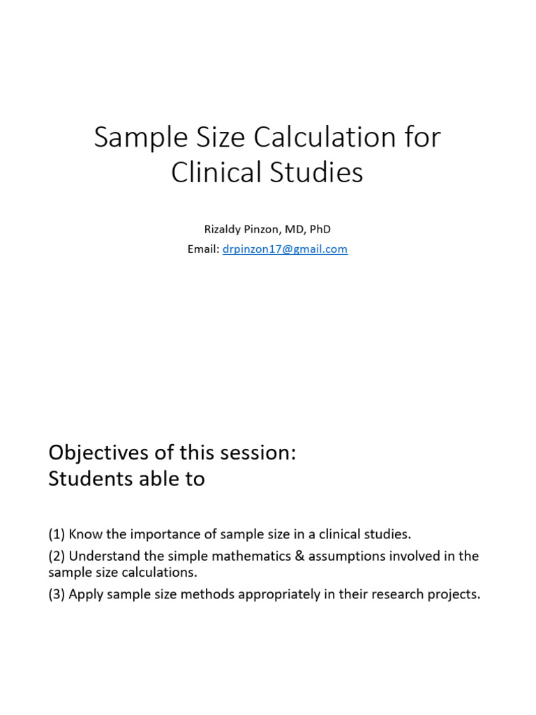DR Pinzon - Sample Size Klinik | PDF | Type I And Type Ii Errors ...
