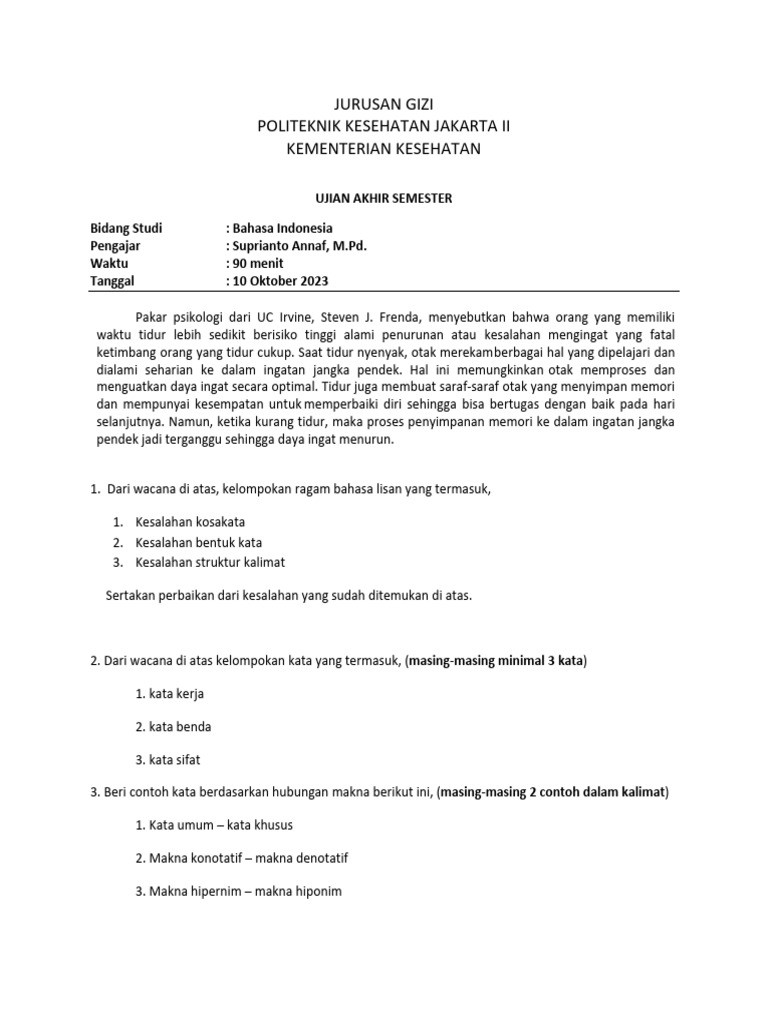 Soal Uts - Okt 2023 | PDF