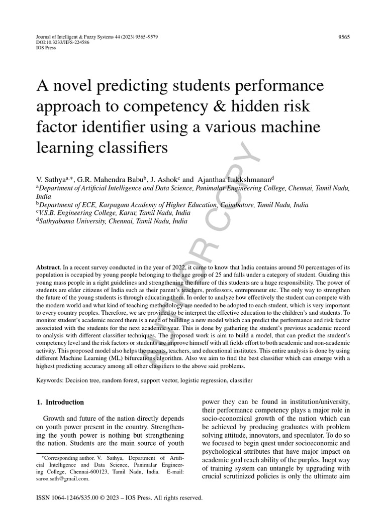 A Novel Prediciting Students Performance Approach To Compentency ... A Novel Prediciting Students Performance Approach To Compentency ...