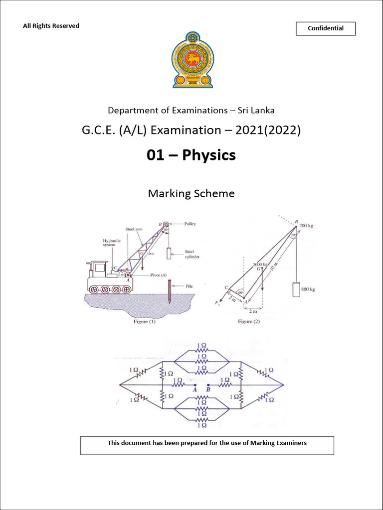 2021 AL Physics Marking Scheme English Medium | PDF | Physical Sciences | Physics