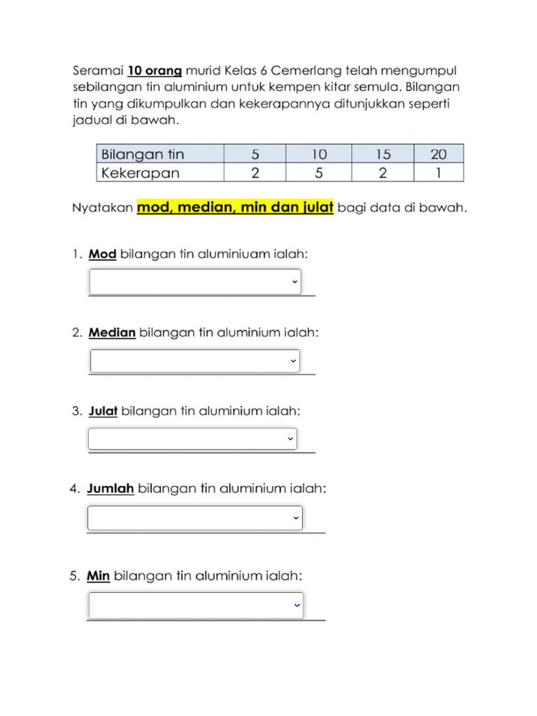Latihan Pengurusan Data Tahun 6 Pdf